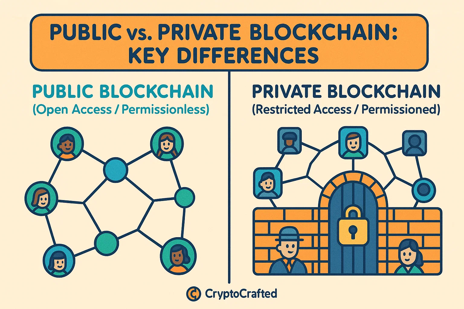 Difference Between Public and Private Blockchain Explained Simply | CryptoCrafted